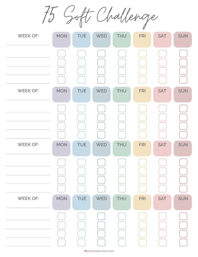 75 Soft Challenge 2 Page Printable PDF 8.5 X - Etsy