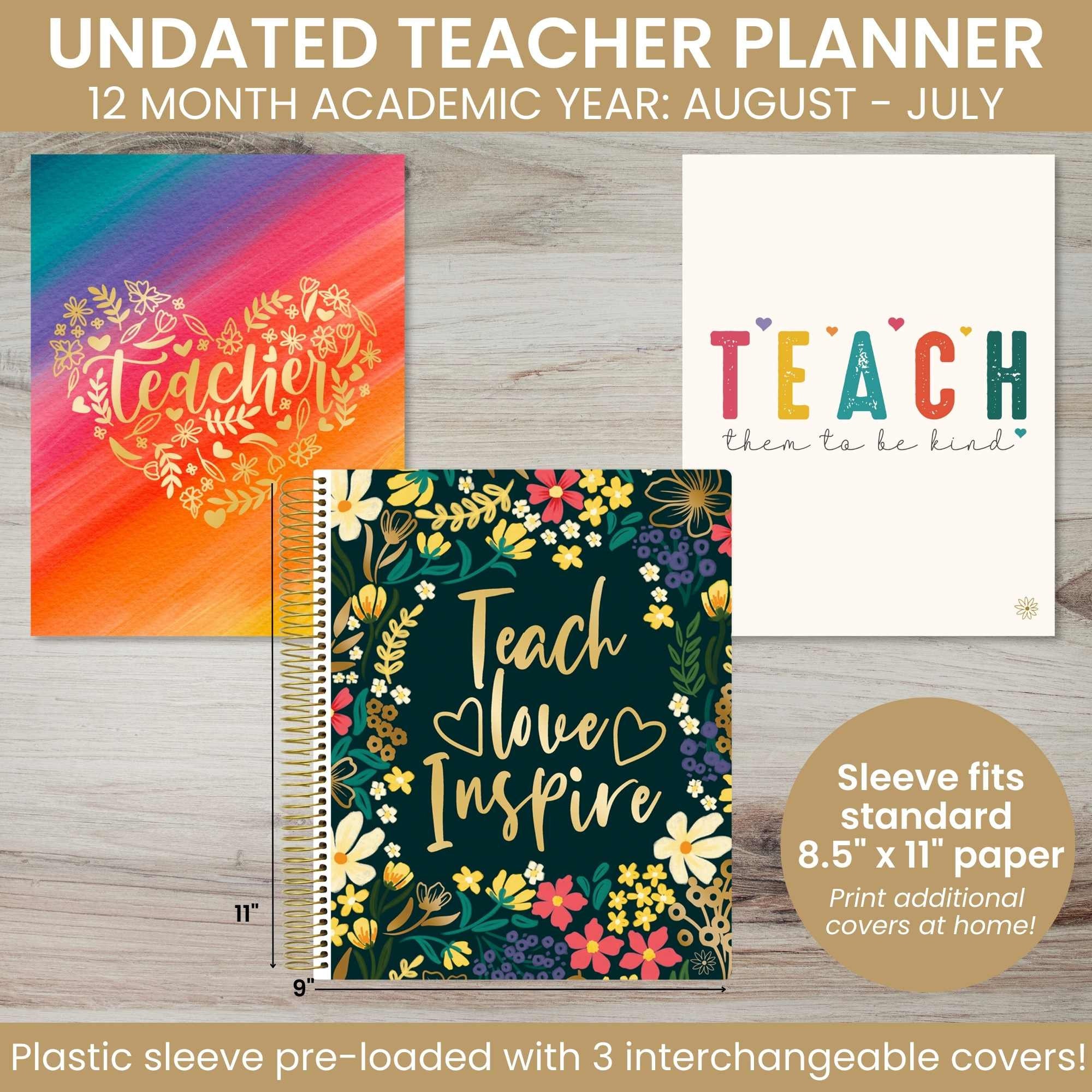 Teacher Planner & Lesson Planner, Bold + Bright Academic Year 12 Month ...