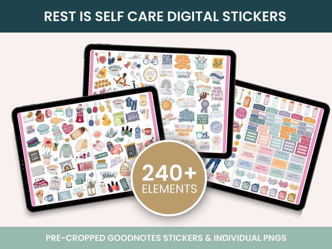 Rest is Self Care Stickers, Digital Stickers, Goodnotes Stickers, PNG ...