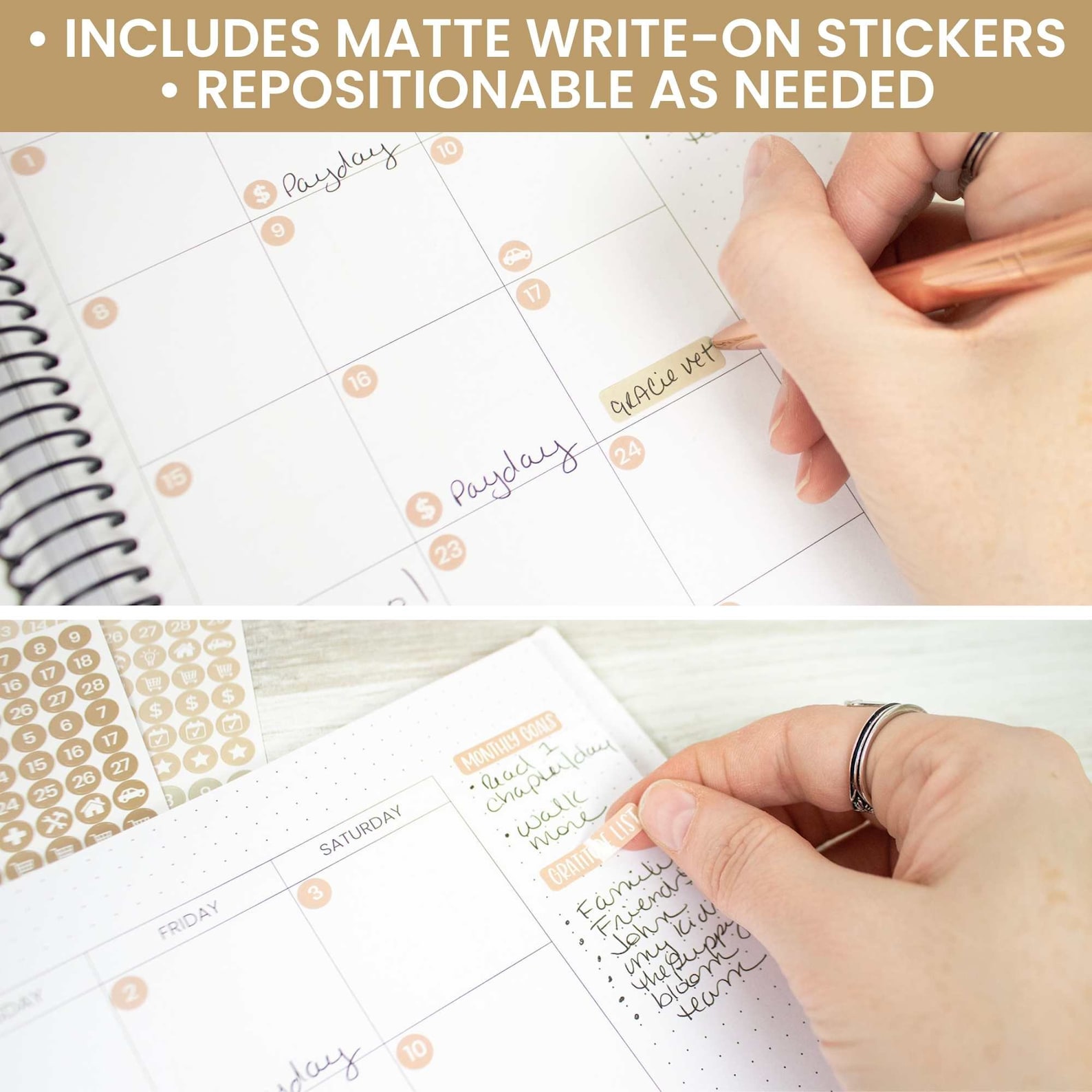 Planner Sticker Pack, Calendar Essentials Dates Dots and Banners for ...