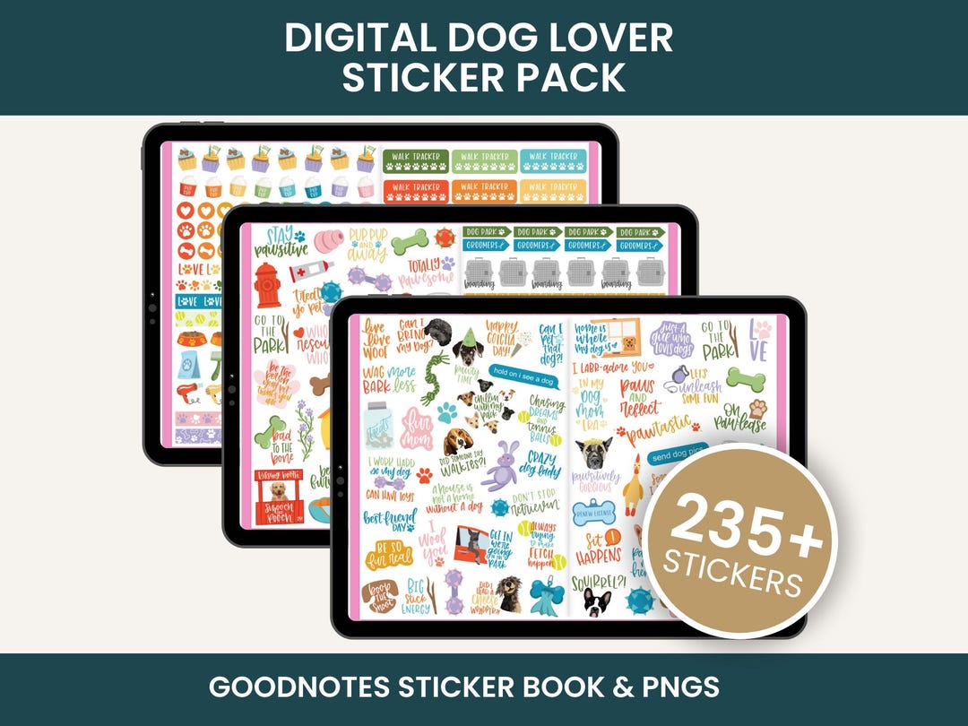 Dog Lover Digital Sticker Pack | 235 Hand-drawn Dog Stickers for ...