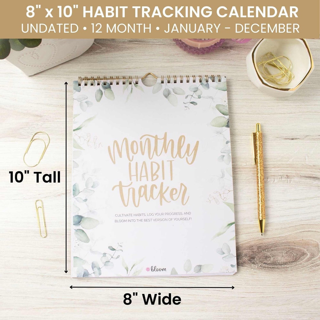 Habit Tracking Calendar, 8 X 10, Greenery, Habit Tracker, Hanging Habit ...