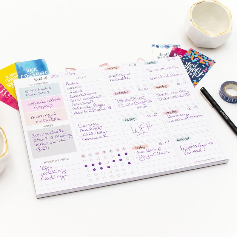 Planning Pad 8.5 X 11 Weekly To-do List & - Etsy