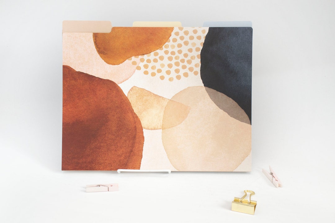 Earthy Abstract File Folder Set - SIX 8.5" X 11" Folders! Two of Each ...