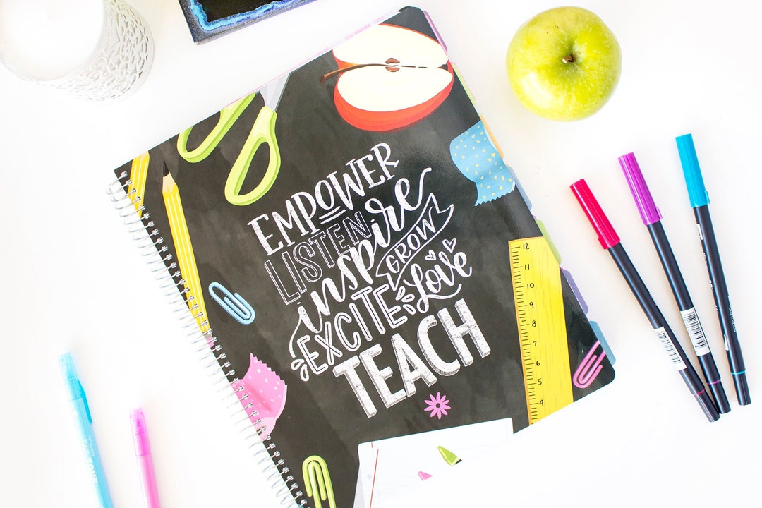 Undated Teacher Planner & Calendar, Academic Year 12 Month August to ...