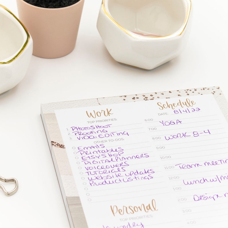 Planning Pad, 6" X 9", Timed Work & Personal To-do List, Brushed Beige ...