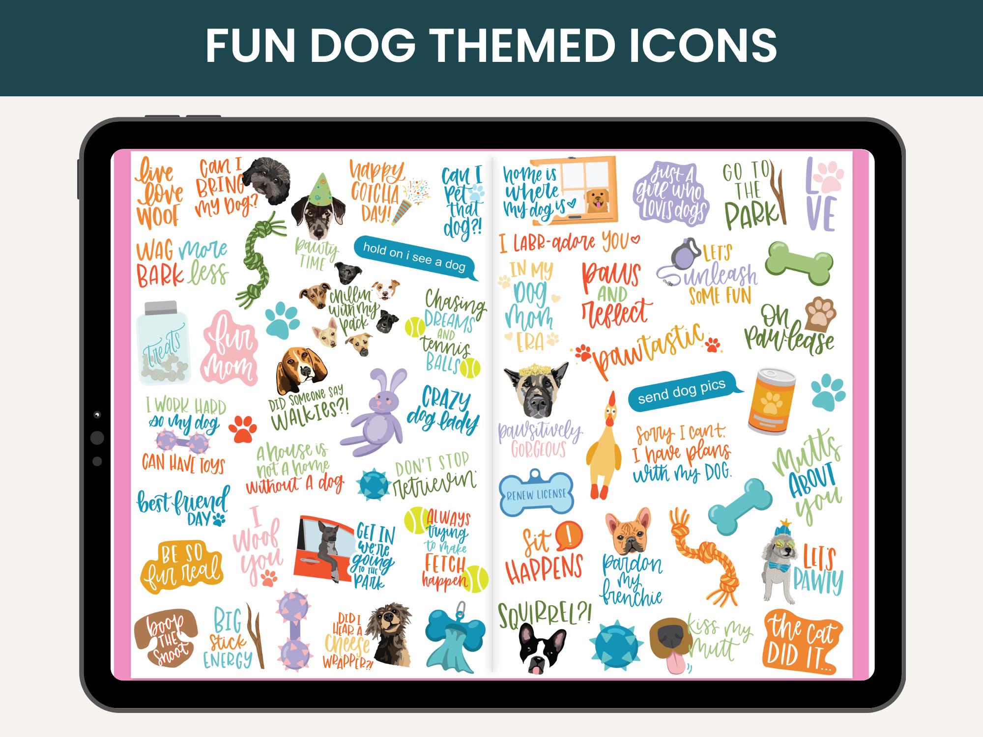 Dog Lover Digital Sticker Pack | 235 Hand-drawn Dog Stickers for ...