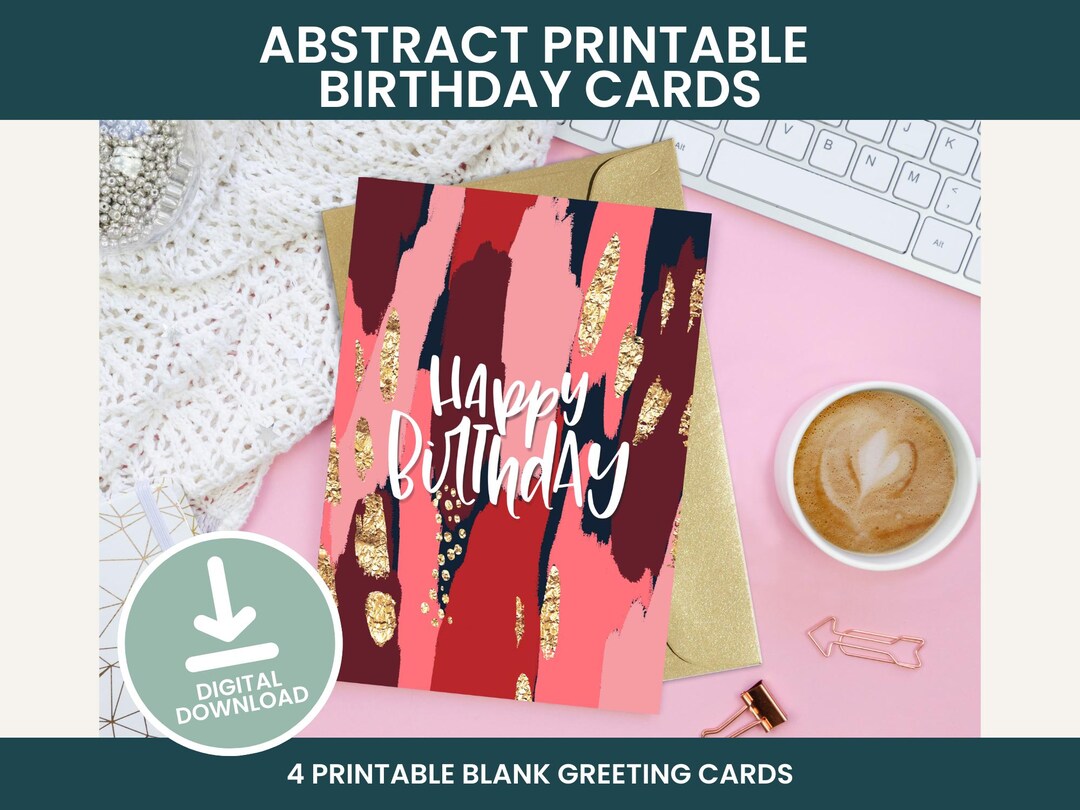 Colorful Abstract Birthday Cards - Printable Pdfs - 5 X 7" - Instant ...