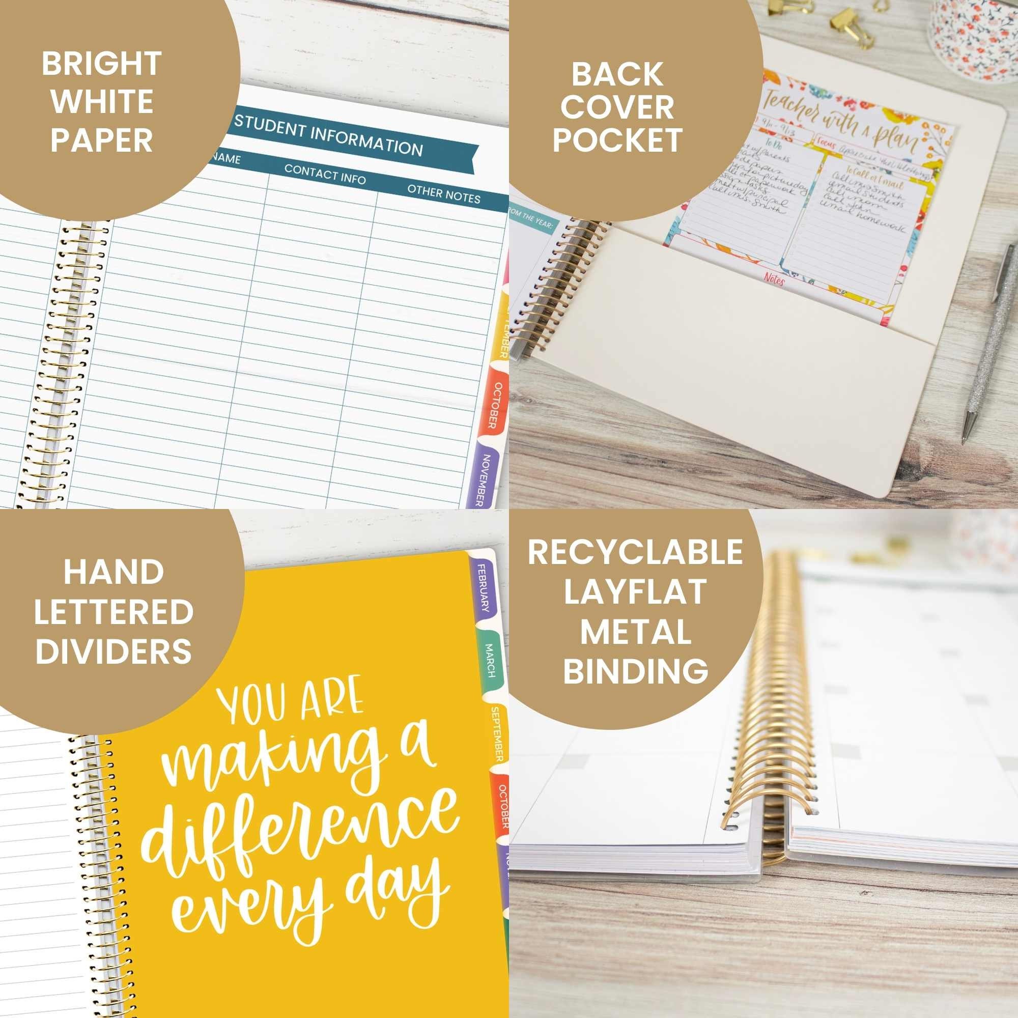 Teacher Planner & Lesson Planner, Bold + Bright Academic Year 12 Month ...