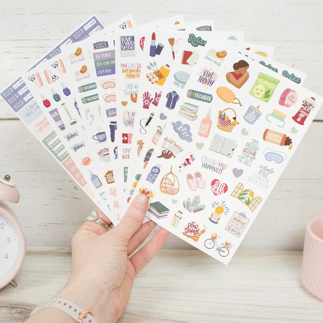Rest is Self-care Sticker Pack | 8-page Hand-drawn Repositionable ...