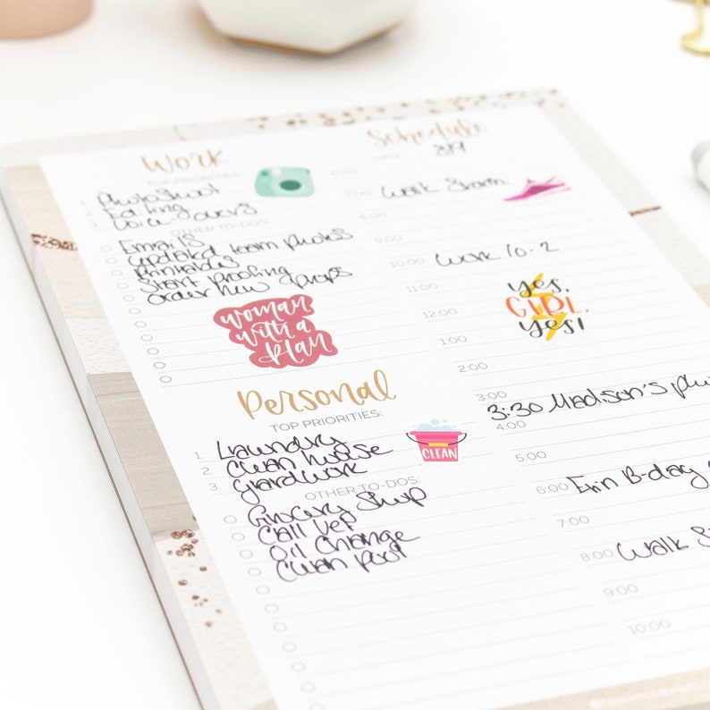 Planning Pad, 6" X 9", Timed Work & Personal To-do List, Brushed Beige ...
