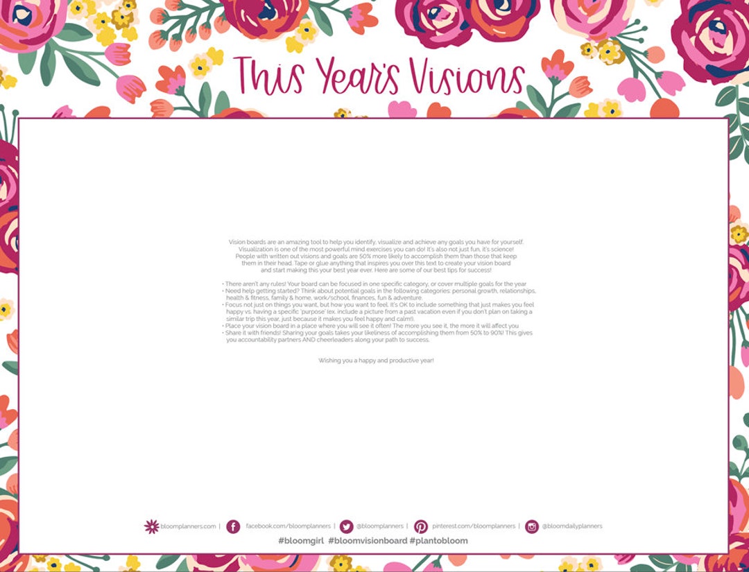 Yearly Vision Board - Printable PDF - 8.5" X 11" Instant Download ...