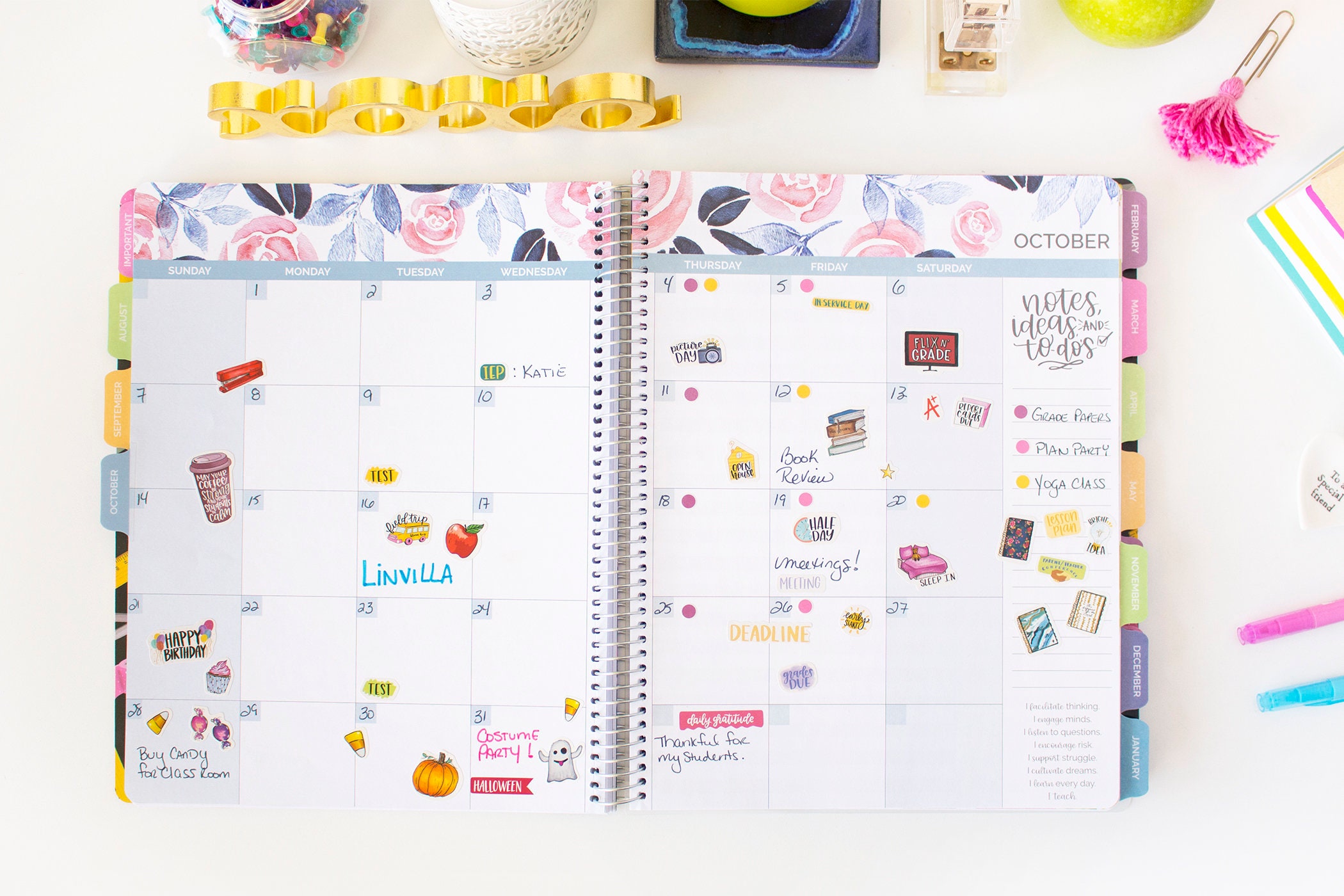 Undated Teacher Planner & Calendar Academic Year 12 Month | Etsy