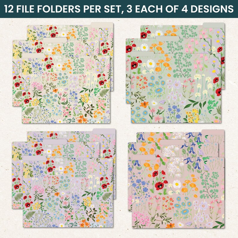 Garden Party File Folders | 12-pack Floral Letter-size File Folders for ...