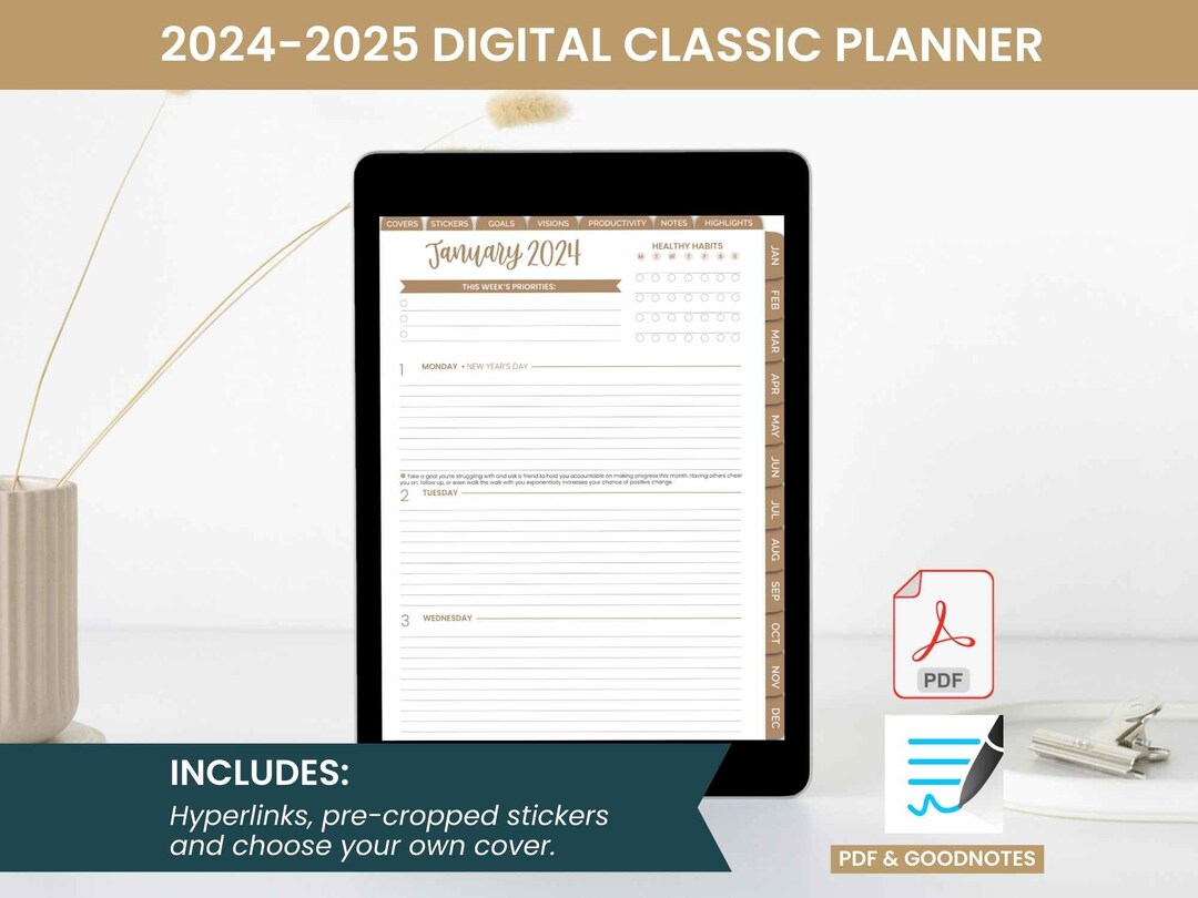 2024-25 Digital Classic Planner, July 2024 July 2025 GOODNOTES ONLY ...
