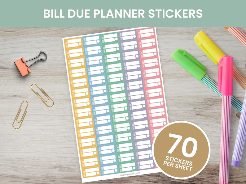 Bill Due Planner Stickers – Bill Pay Reminder Sticker Sheet – Weekly ...