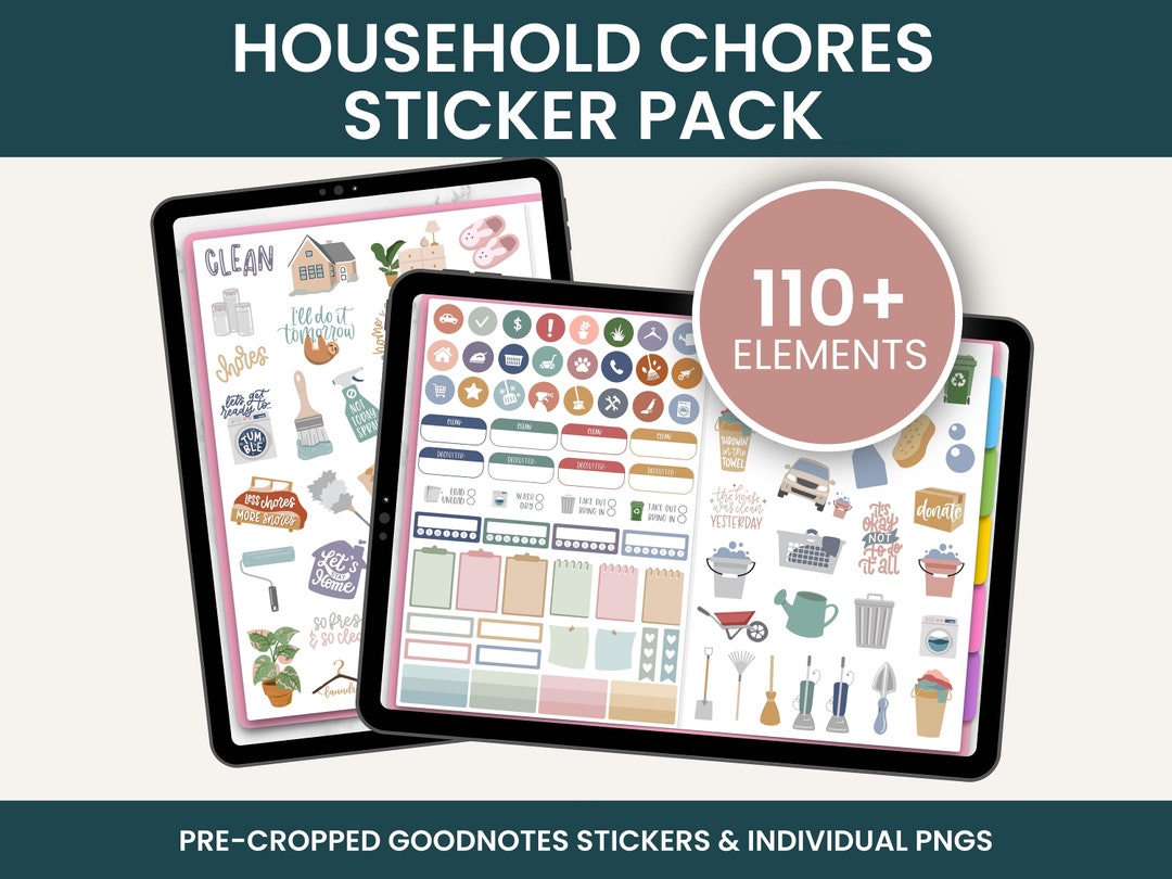 Household Chores Digital Stickers, Digital Stickers, Digital Planner ...