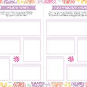 Roles and Goals Weekly Tracker - Printable PDF - 8.5" X 11" Instant ...