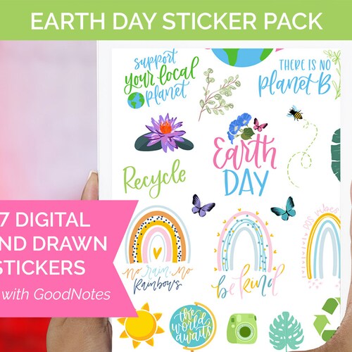 Hand Drawn Save the Earth Digital Planner Stickers Cute | Etsy