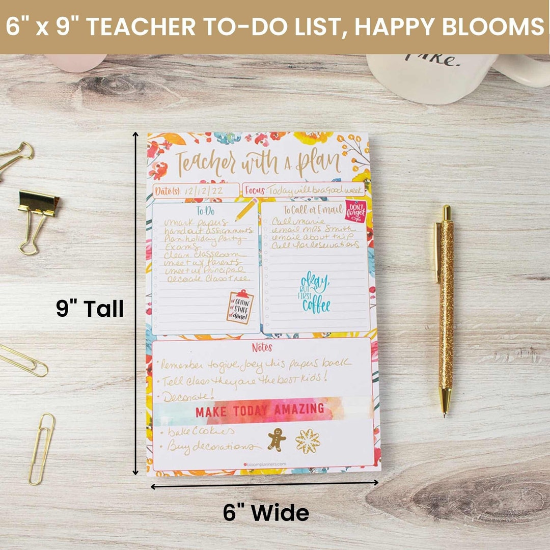 Planning Pad, 6" X 9", Teacher To-do List, Happy Blooms - Etsy