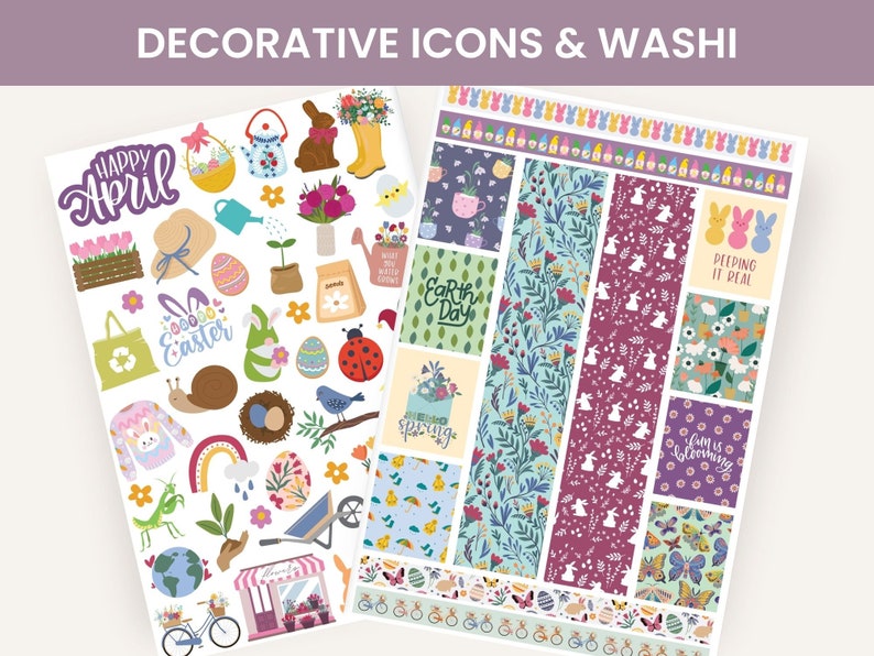 April Digital Stickers: Spring & Easter Planner Kit (goodnotes, PNG) - Etsy
