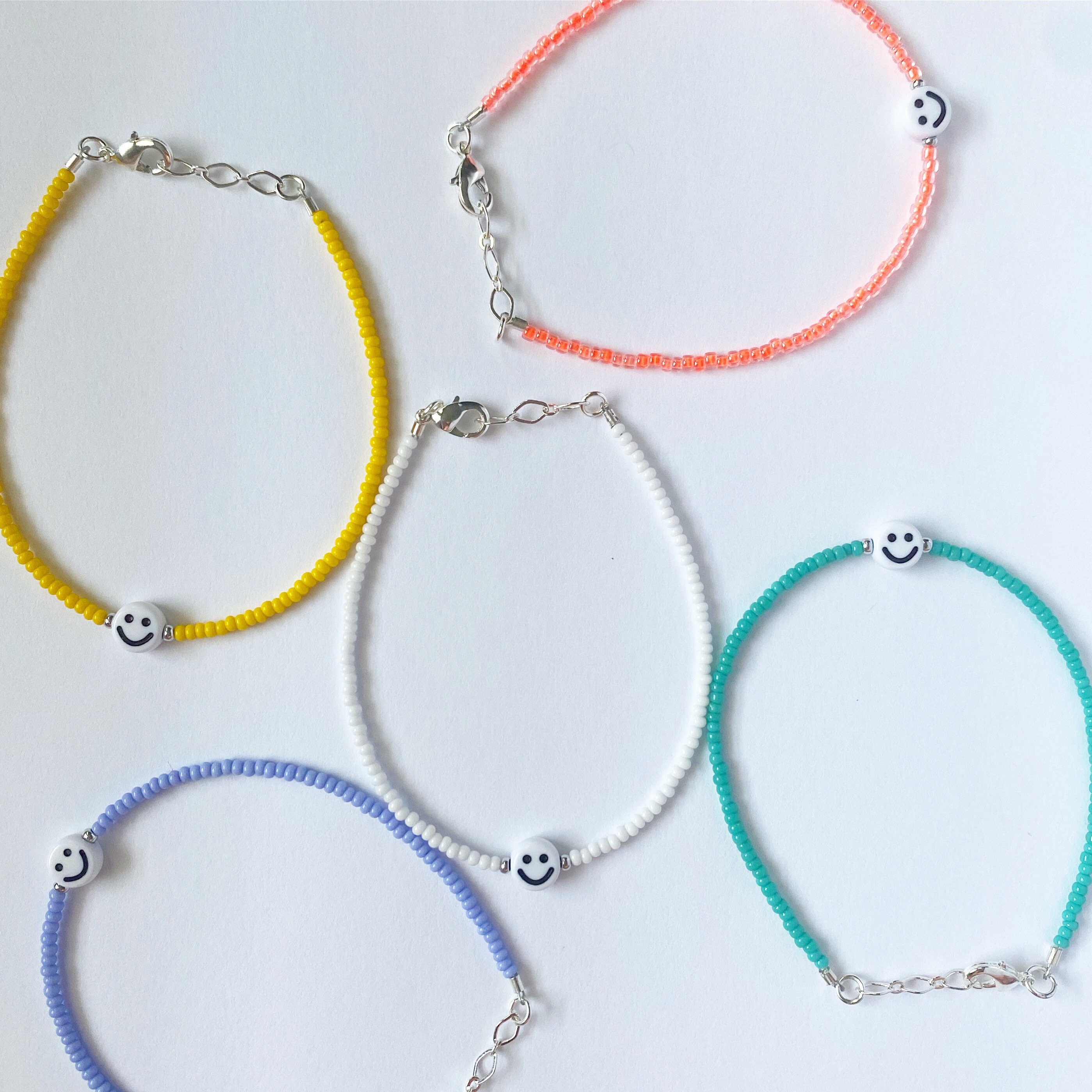Smiley Seed Bead Bracelet MANY Colors- Beads, Friendship, Simple, Gift ...
