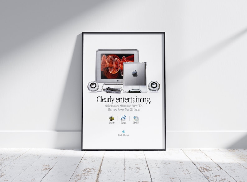 Vintage Retro Apple Poster Apple Mac Art Digital Prints. Gift for Apple ...