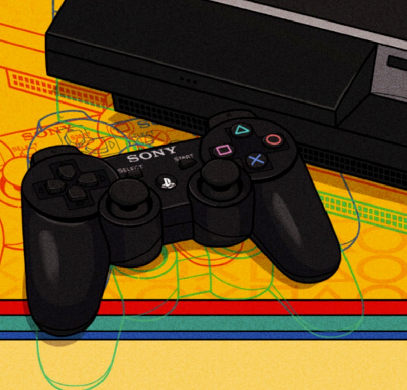 PS3. Vintage Retro Original Drawn Playstation Poster Art Digital Prints ...