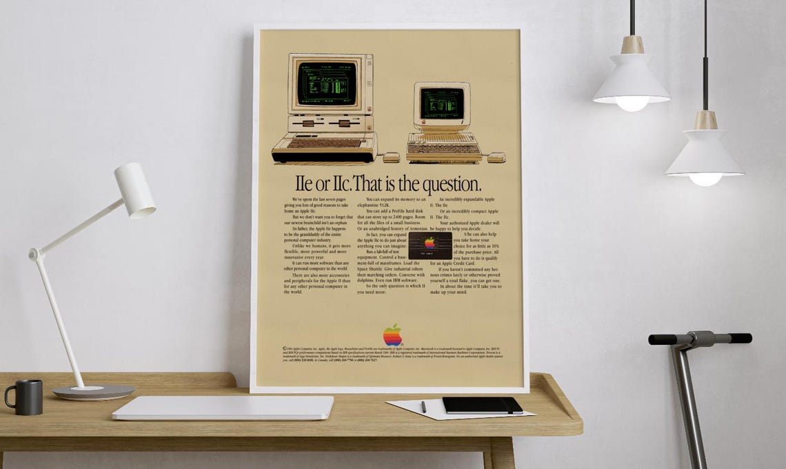 Vintage Retro Apple Poster Apple Mac Art Digital Prints. Gift for Apple ...