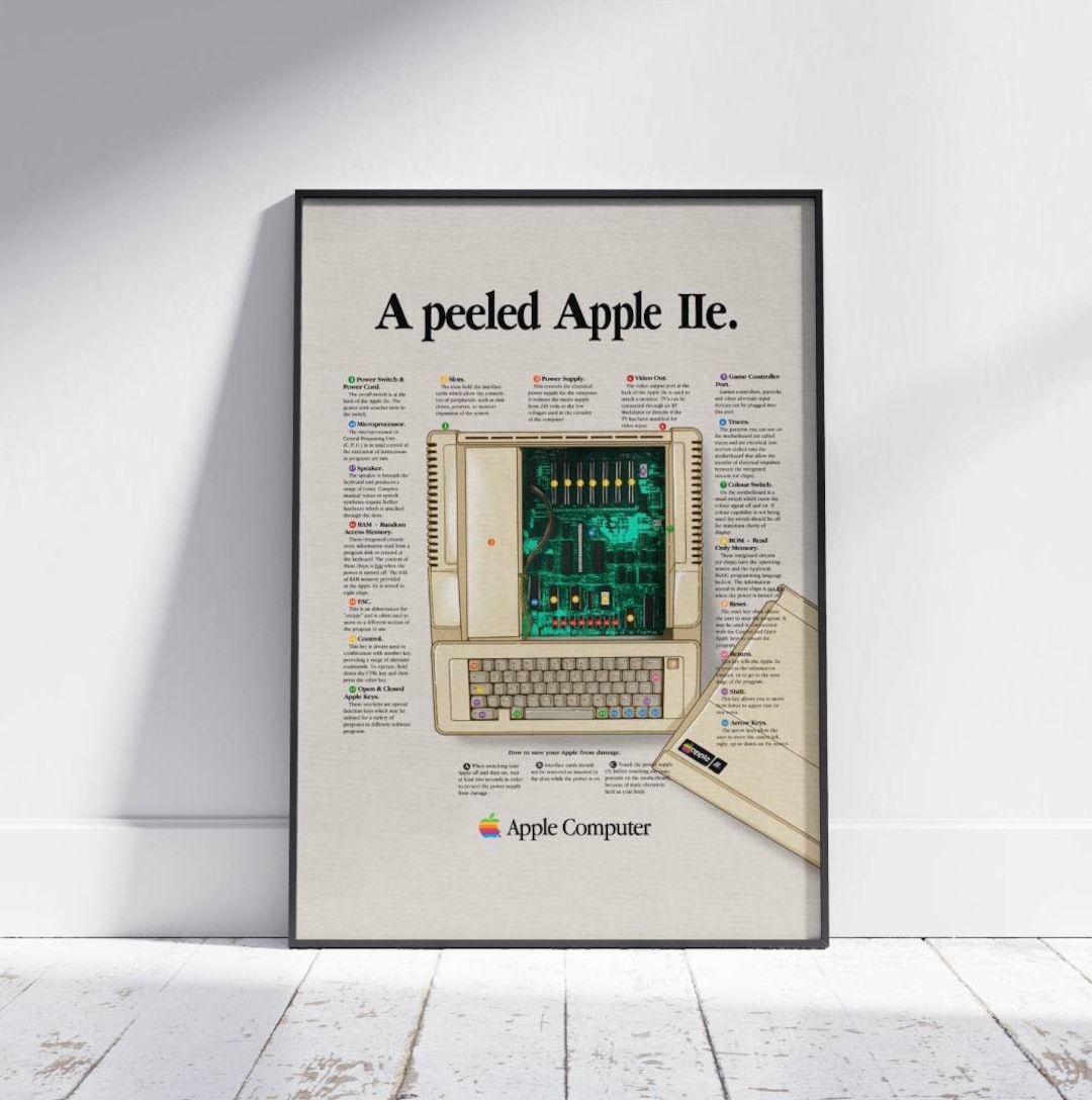 Vintage Retro Apple Poster Apple Mac Art Digital Prints. Gift for Apple ...