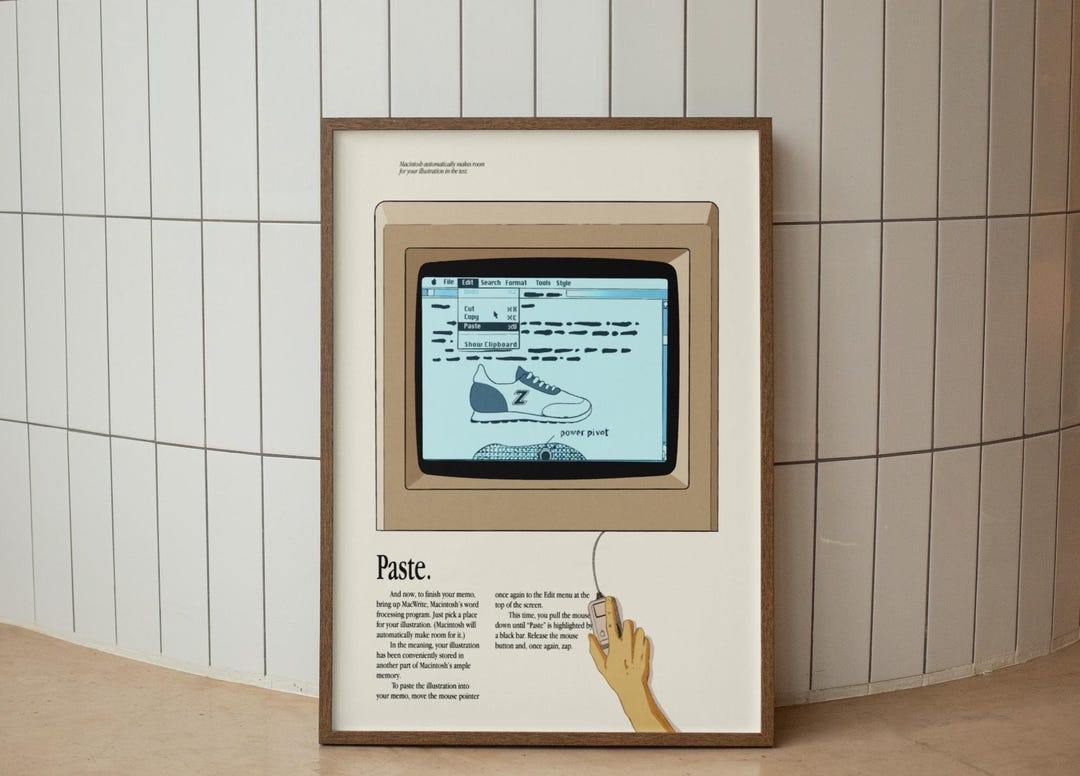 PASTE Apple Ad Poster | Vintage Retro Apple Computer Print | Mac Wall ...