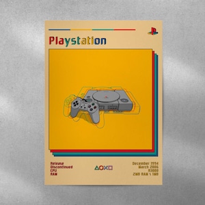 Vintage Retro Original Drawn Playstation Poster Art Digital Prints ...