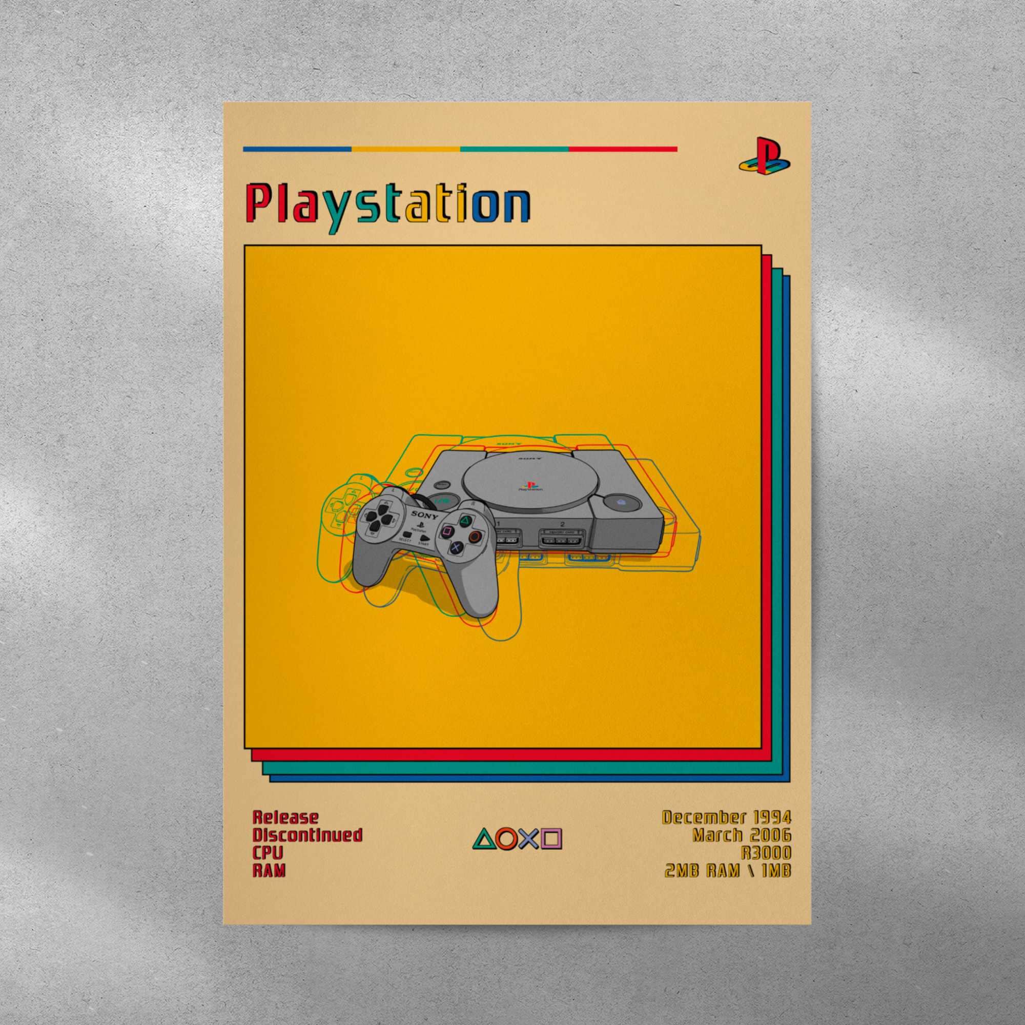 Vintage Retro Original Drawn Playstation Poster Art Digital Prints ...