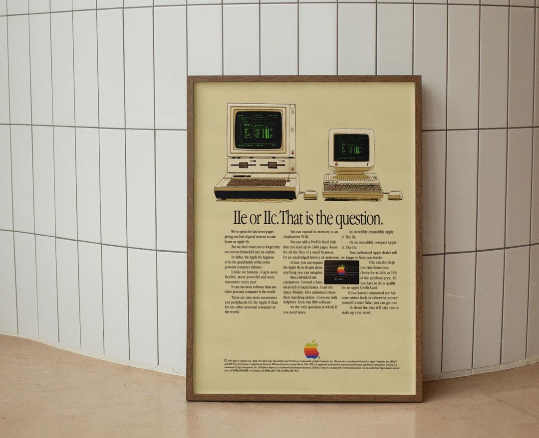 Vintage Retro Apple Poster Apple Mac Art Digital Prints. Gift for Apple ...