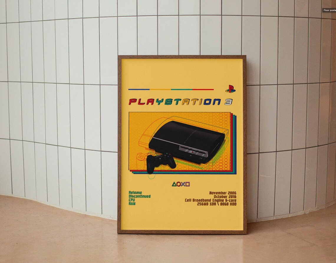 PS3. Vintage Retro Original Drawn Playstation Poster Art Digital Prints ...