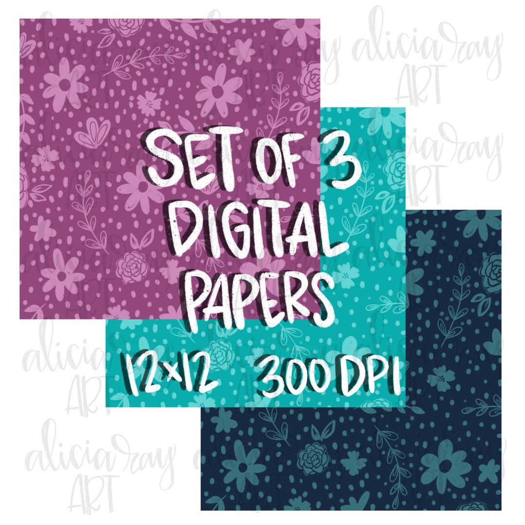 Floral Digital Paper PNG Design | Hand Painted | Scrapbook Paper ...