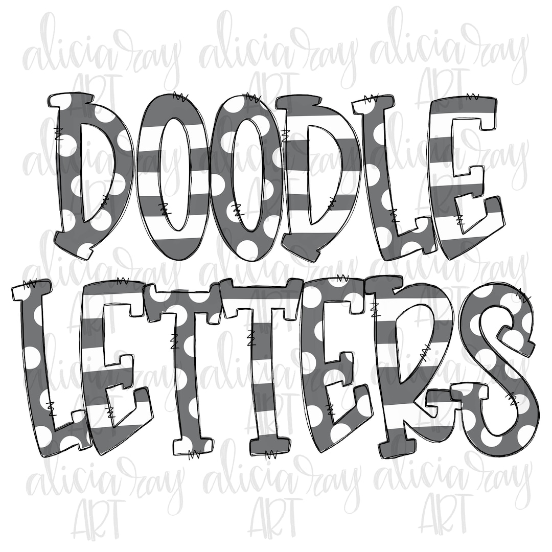 Gray Doodle Letters Alphabet | Hand Drawn Alphabet | Alpha Pack Digital ...