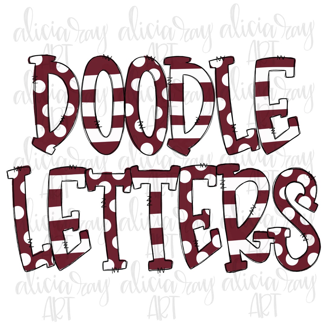 Maroon Doodle Letters Alphabet | Hand Drawn Alphabet | Alpha Pack ...