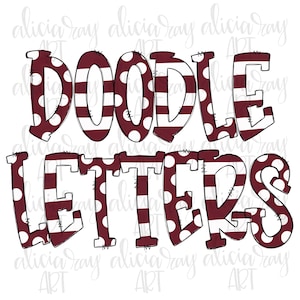 Maroon Doodle Letters Alphabet | Hand Drawn Alphabet | Alpha Pack ...