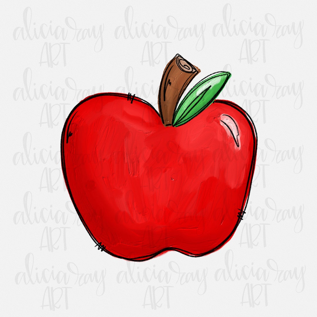 School Teacher Apple Sublimation PNG | Hand Drawn Digital Download ...