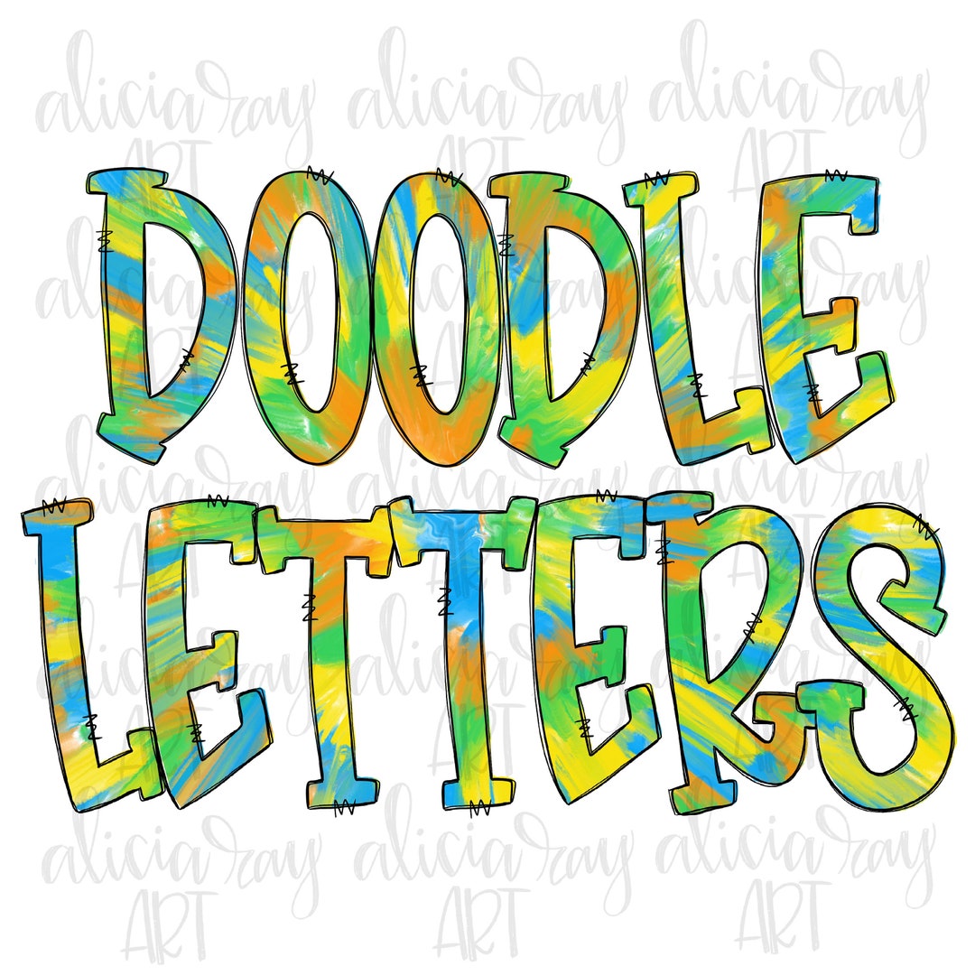 Boy Tie Dye Doodle Letters Alphabet | Hand Drawn Alpha Pack Digital ...