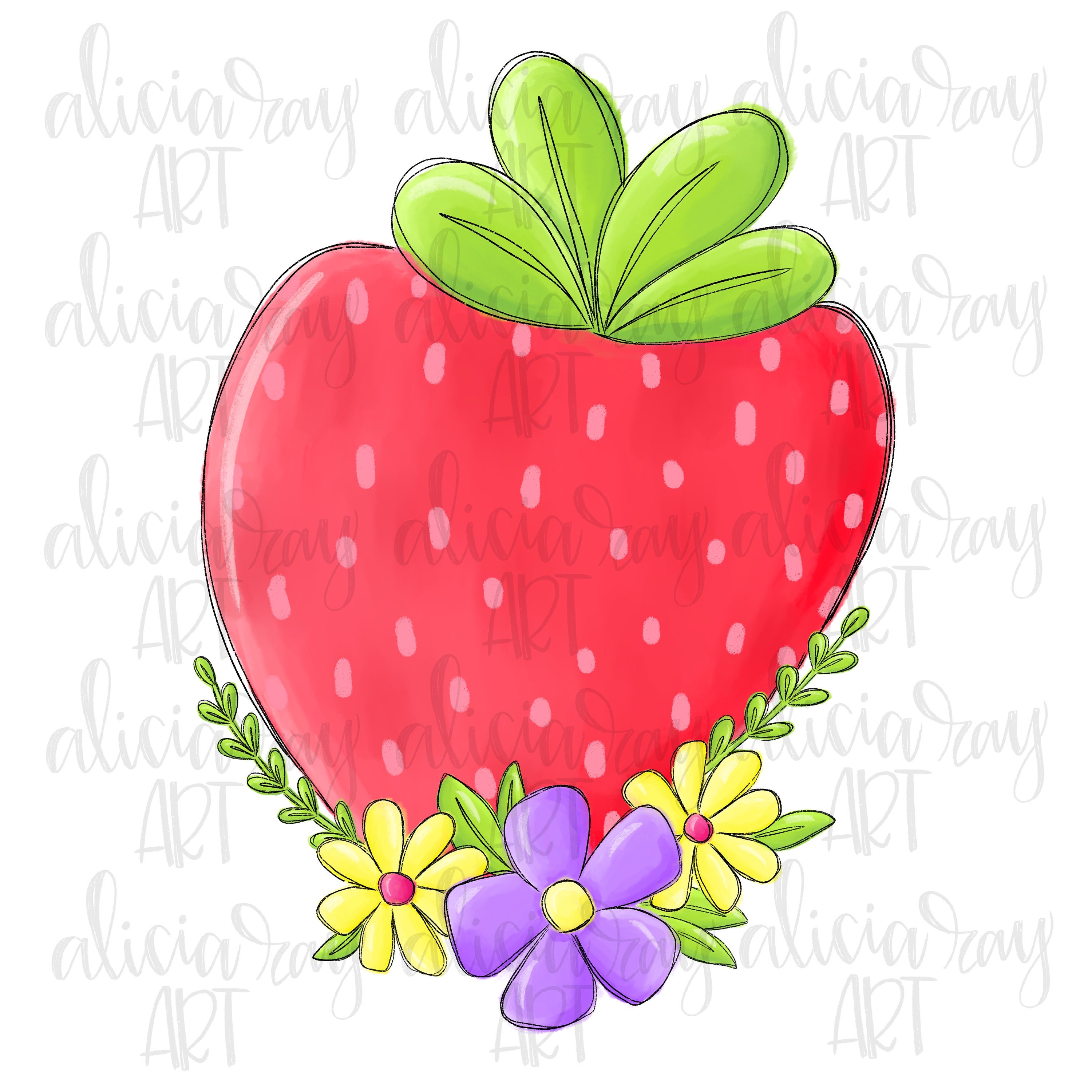 Strawberry Sublimation PNG Design Hand Drawn Summer | Etsy