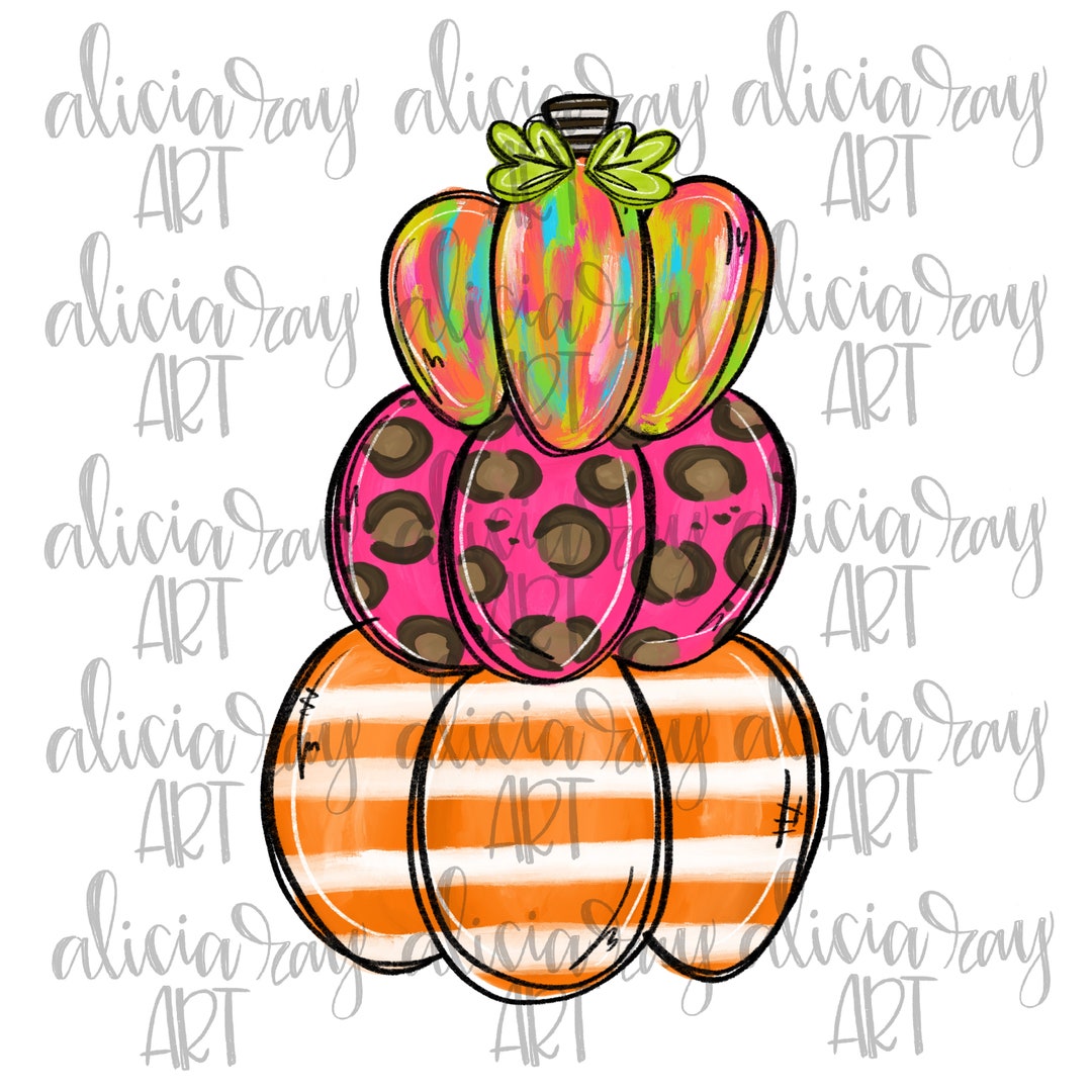 Fall Pumpkin Stack PNG Digital Download | Hand Drawn Sublimation ...