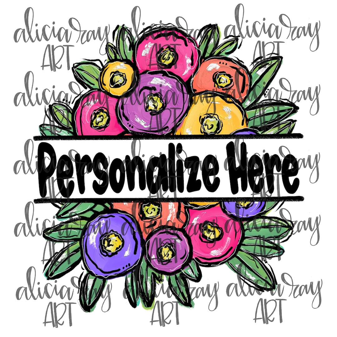 Flower Name Plate Hand Drawn PNG File | Sublimation PNG | Flowers ...
