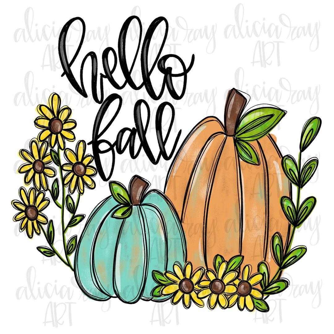 Fall Pumpkin Digital Download | Hand Drawn Sublimation PNG File ...