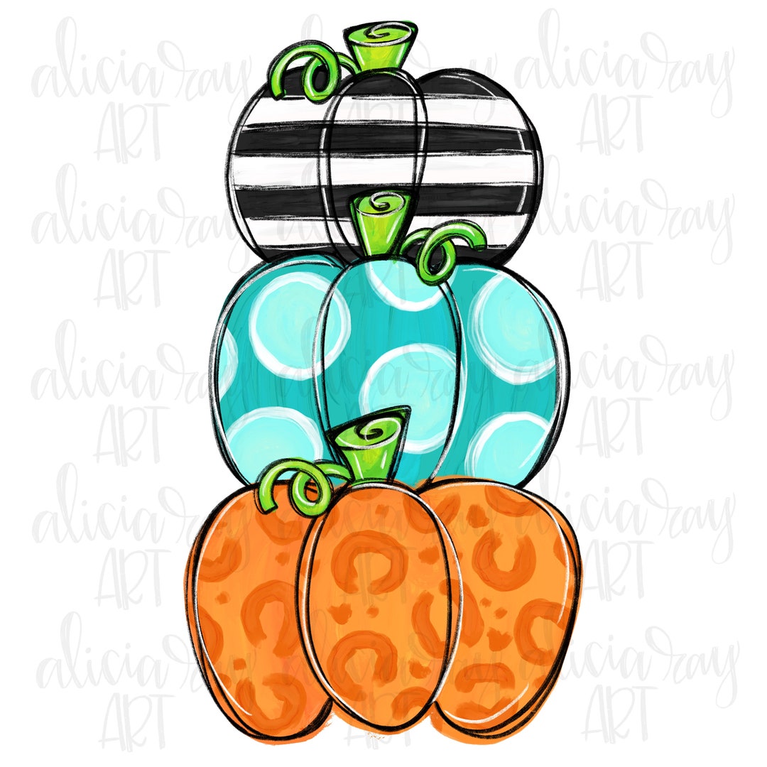 Pumpkin PNG Design | Hand Drawn | Cute Pumpkin Stack Digital Download ...