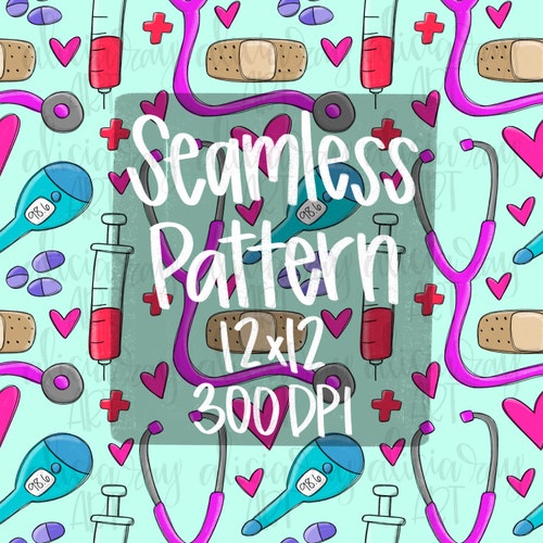 Nurse Seamless File Pattern PNG Hand Painted Repeat - Etsy