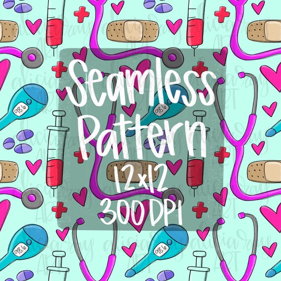 Nurse Seamless File Pattern PNG Hand Painted Repeat - Etsy