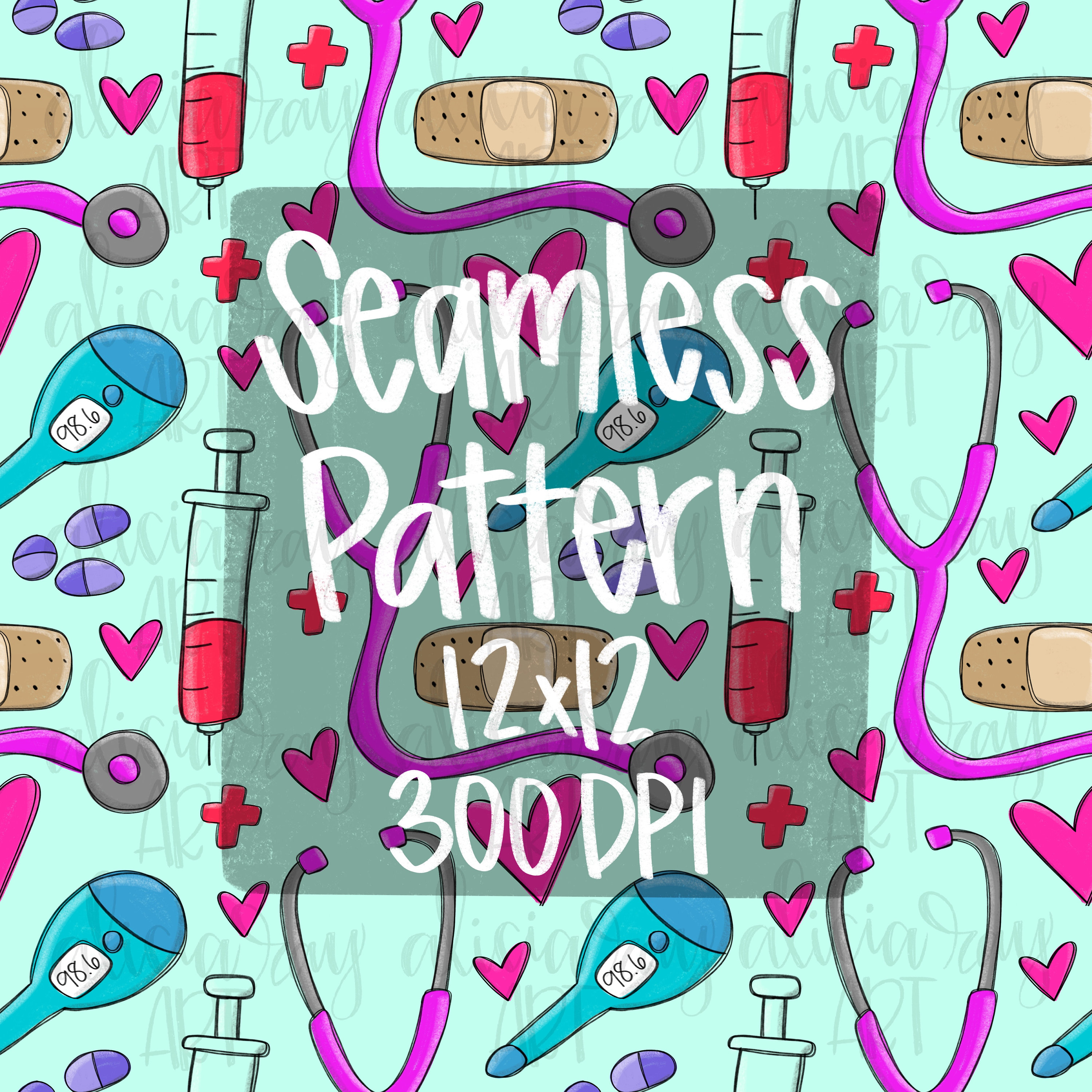 Nurse Seamless File Pattern PNG Hand Painted Repeat | Etsy