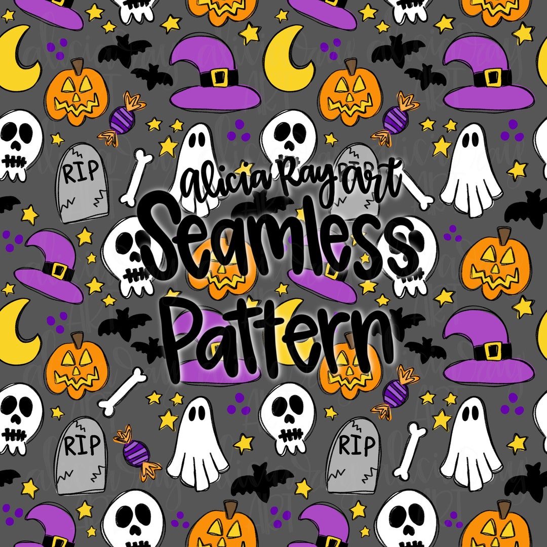 Halloween Fall Print Seamless File PNG | Hand Painted Repeat Pattern ...